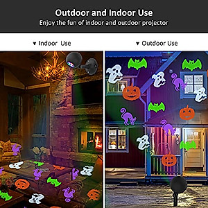 Halloween Lights, Projector Decorations Outdoor Indoor LED Projection Light with 4 Dynamic Patterns Show Holiday Landscape Outside Spotlight for Party House Wall Gate