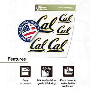 Desert Cactus University of California Berkeley Sticker Golden Bears Cal UC Vinyl Decals Laptop Water Bottle Car Scrapbook T3 (Type 3-2)