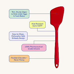 GIR: Get It Right - Premium Ultimate Silicone Spatula Turner - 12.6" x 3.0"x 0.7"- Seamless One Piece Design, Nonstick & Heat Resistant, Rubber Spatula, Baking & Cooking, BPA-Free - Vincent