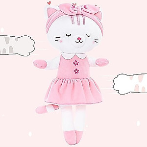 Lazada Stuffed Cat Dolls Animal Kitty Plush Toy Baby Girl Gifts White with Hair Band 16"
