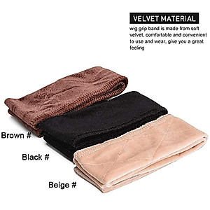 Velvet Wig Grip Headbands and Mesh Wig Caps Set - Edge Saver No Slip Elastic Headbands for Women, Stretch Mesh Hair Nets, Wig Bands