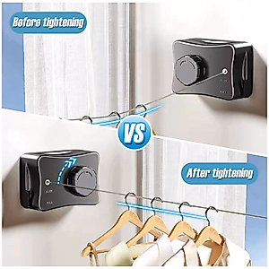 Retractable Clothesline,Wall-Mounted Indoor Clothes Line for Hanging Dry and Wet Clothes on Heavy Duty Outdoor Clothing Lines 16.7 ft