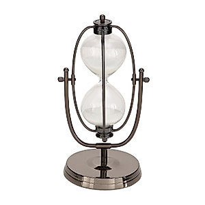 Deco 79 Antique Colonial Stunning Glass 30 Minutes Sand Timer, Metallic Black