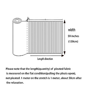 1 Meter Satin Pleated Fabric Line Texture Stripe Accordion Plisse Fabric for Dress Skirt Sewing Material 59 inches Width MM312AM (Apricot)