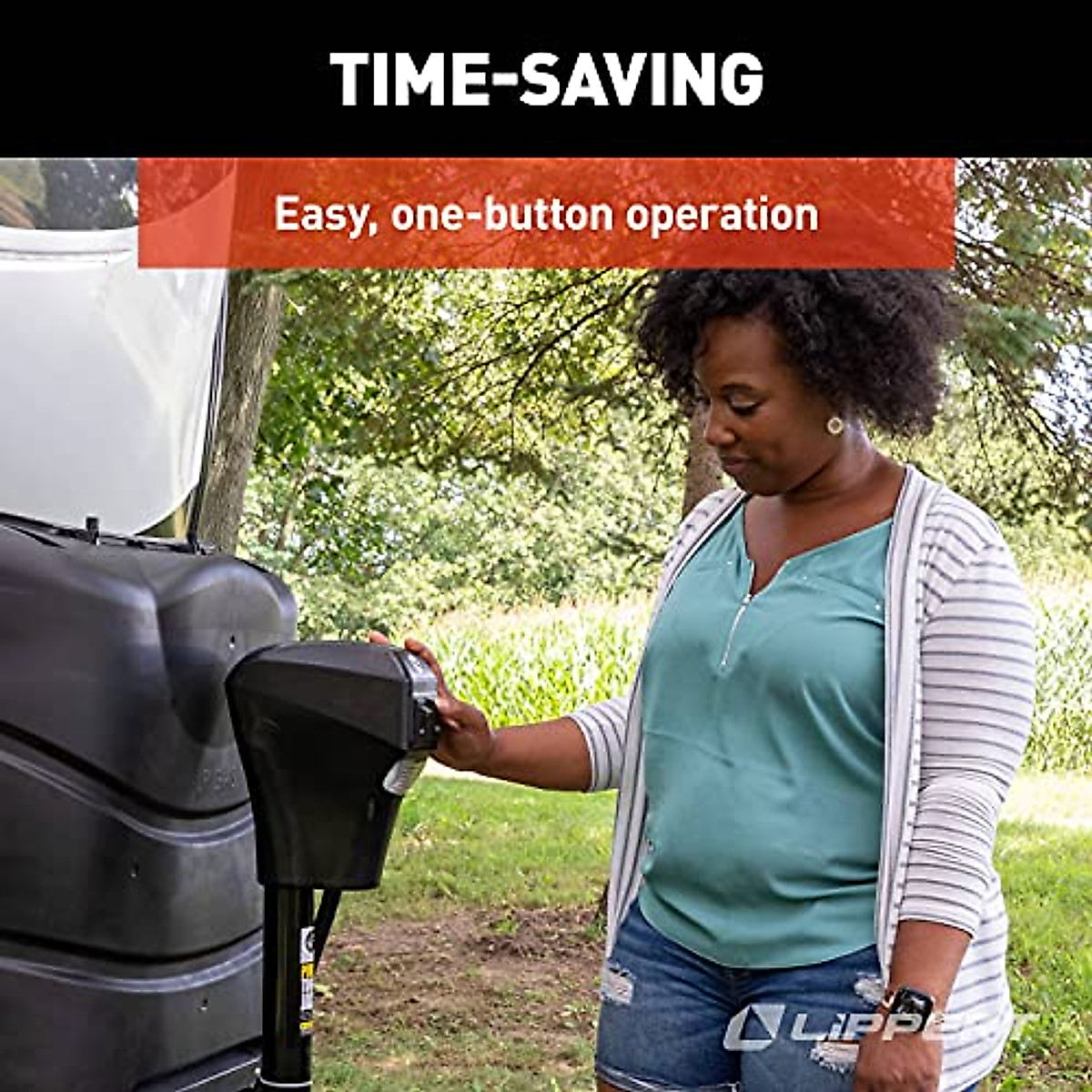 Lippert Power Tongue Jack Electric Trailer A-Frame, 3,500 lbs. 18-Inch Stroke, 5.4-Inch Foot Pad, Durable Textured Casing, Emergency Manual Crank Override, 10.75" Retracted, 28.75" Extended - 285318