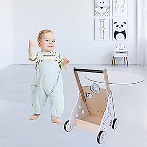 MyHarney Wooden Baby Walker Baby Push Walkers Push Toys for Babies Walker Learning to Walk for 1 Year Old Baby Boys & Girls Toddler Push & Pull Toys Wooden Baby Toys Baby Walker with Wheels