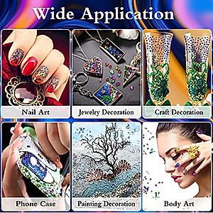 12 Box Transparent Crushed Glass Craft Glitter for Resin Art,Small Broken Glass Pieces Irregular Metallic Crystal Chips Chunky Flakes Sequins for Nail Arts DIY Vase Filler Epoxy Jewelry Making