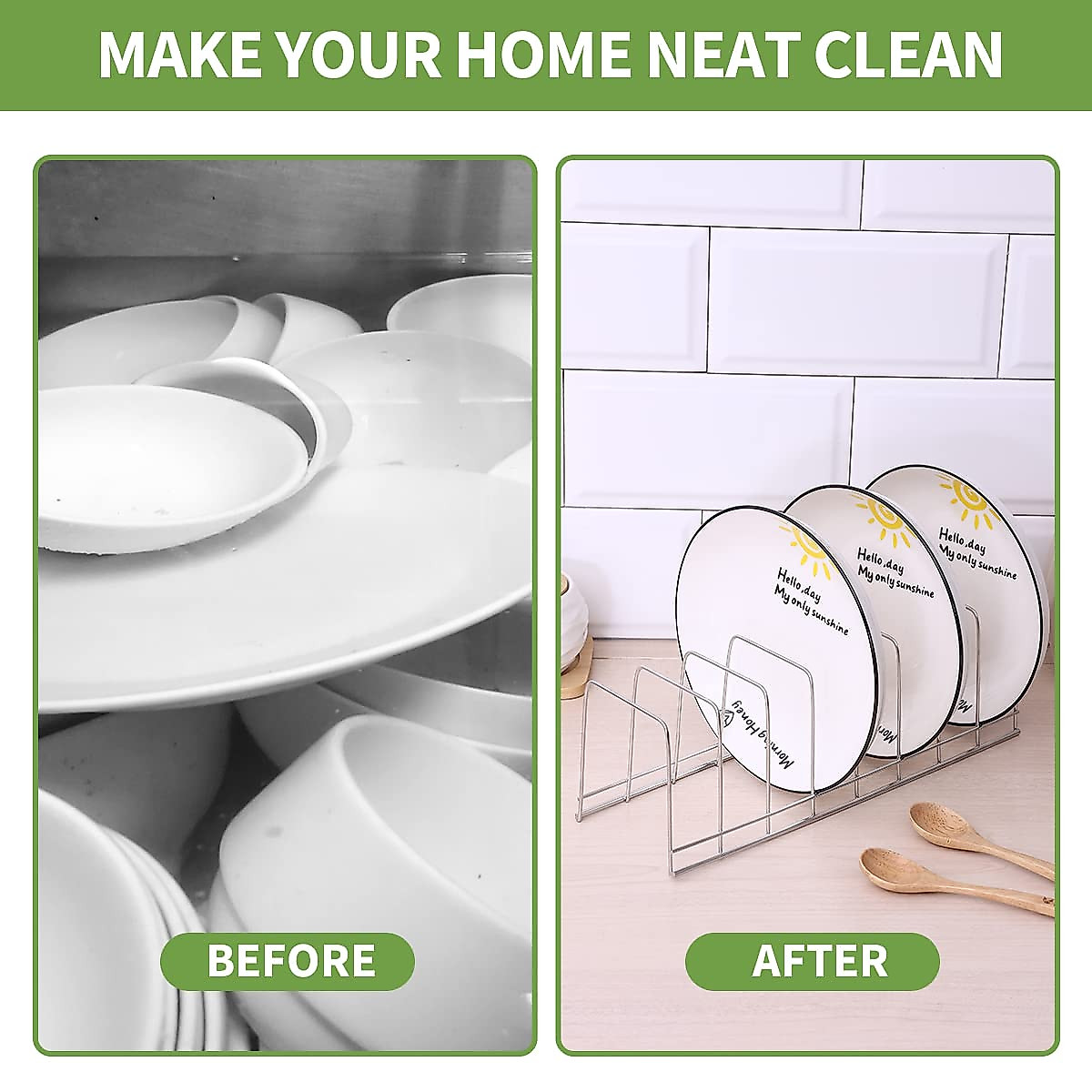 4Pcs Plate Organizer for Cabinet,Pot Lid Organizer Pot Lid Rack Holder Rest Storage for Cutting Boards,Bakeware,Cooling Racks,Pots & Pans,Serving Trays and Reusable Containers(Stainless Steel)