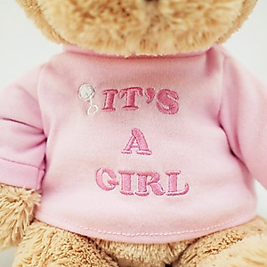 GUND It’s a Girl T-Shirt Teddy Bear Stuffed Animal Plush in Pink, 12” , Tan