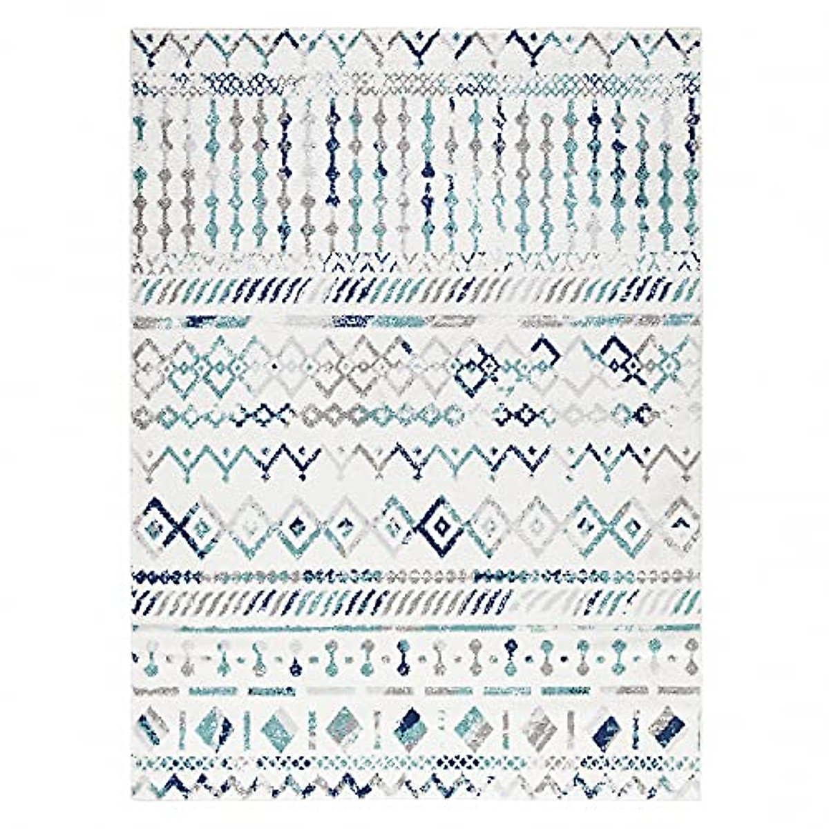 Antep Rugs Bohemian Geometric 3x5 Indoor Area Rug Phoenix, Blue, 3' x 5'