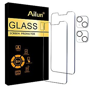 Ailun 2 Pack Screen Protector for iPhone 13 [6.1 inch Display] with 2 Pack Tempered Glass Camera Lens Protector,[9H Hardness]-HD[4 Pack]