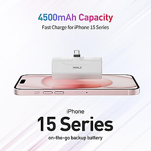 iWALK iPhone 15 Portable Charger 4500mAh 20W USB C Small Power Bank Fast Charging Battery Pack Compatible with iPhone 15,15 Plus,15 Pro,15 Pro Max,iPad, AirPods,Black