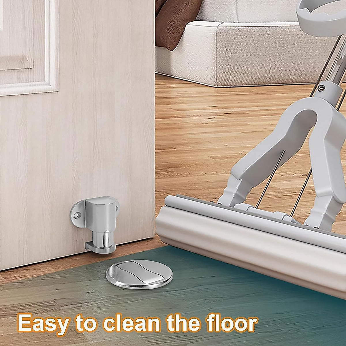 304 Stainless Steel Ground Suction, Heavy Duty No Drill Door Stopper for Bottom of Door, No Hole Drilling Stainless Steel Door Stop Magnetic Door Catch (1pcs,Silver)