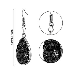 16 Pairs Faux Druzy Dangle Earrings Colorful Druzy Drop Earrings Resin Crystal Earrings for Women Girls (Waterdrop)