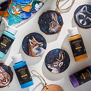 ARTEZA Outdoor Acrylic Paint Set, 20 Colors, 2 ounce Bottles, Multi-Surface Paints for Rock, Wood, Fabric, Leather, Paper, Canvas and Wall Painting