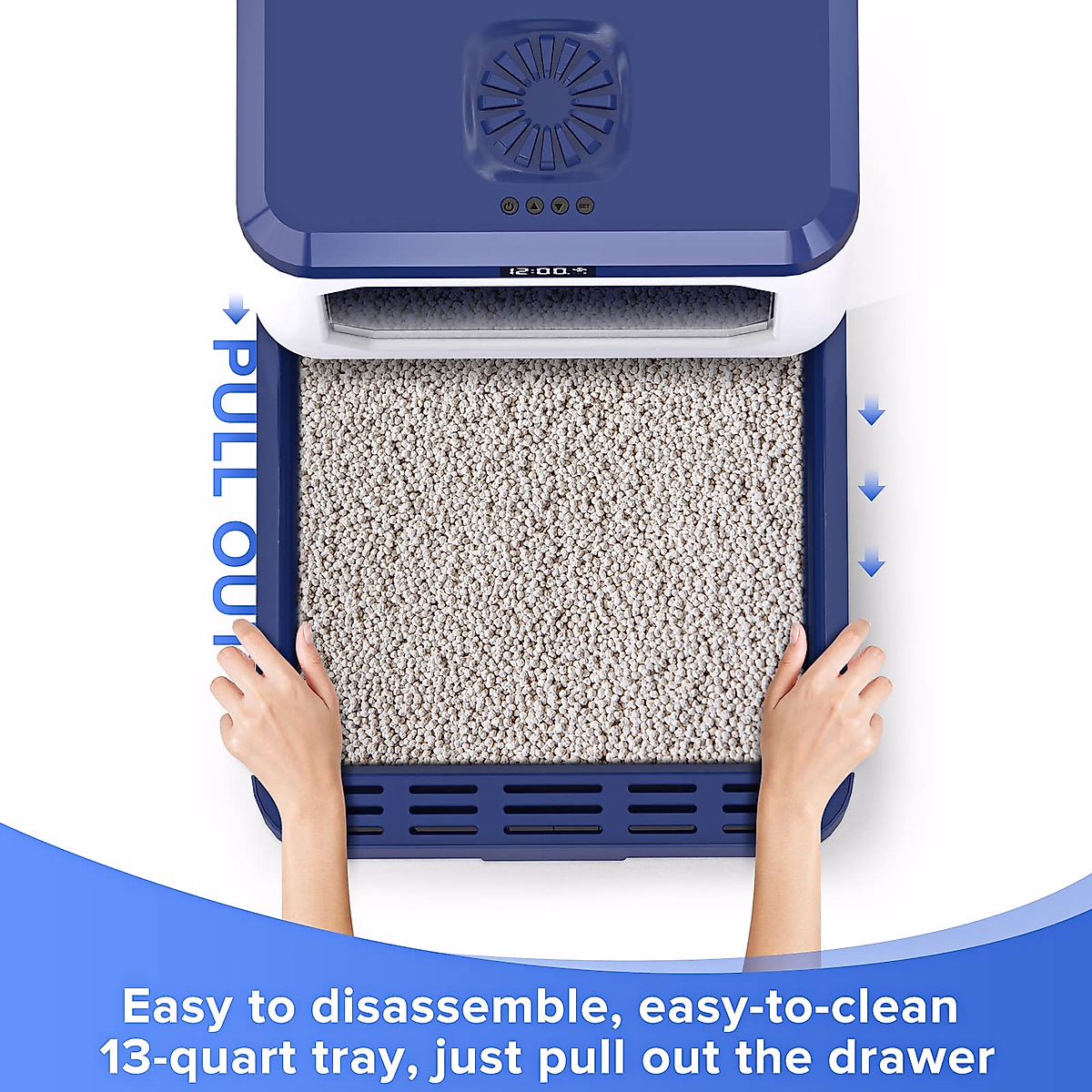 Smart Odor Removal Cat Litter Box, Large Litter Box with Lid for Big Cats,Non Leaking Kitty Litter Box for Multiple Cats, Enclosed Cat Box with Scoop&Mat