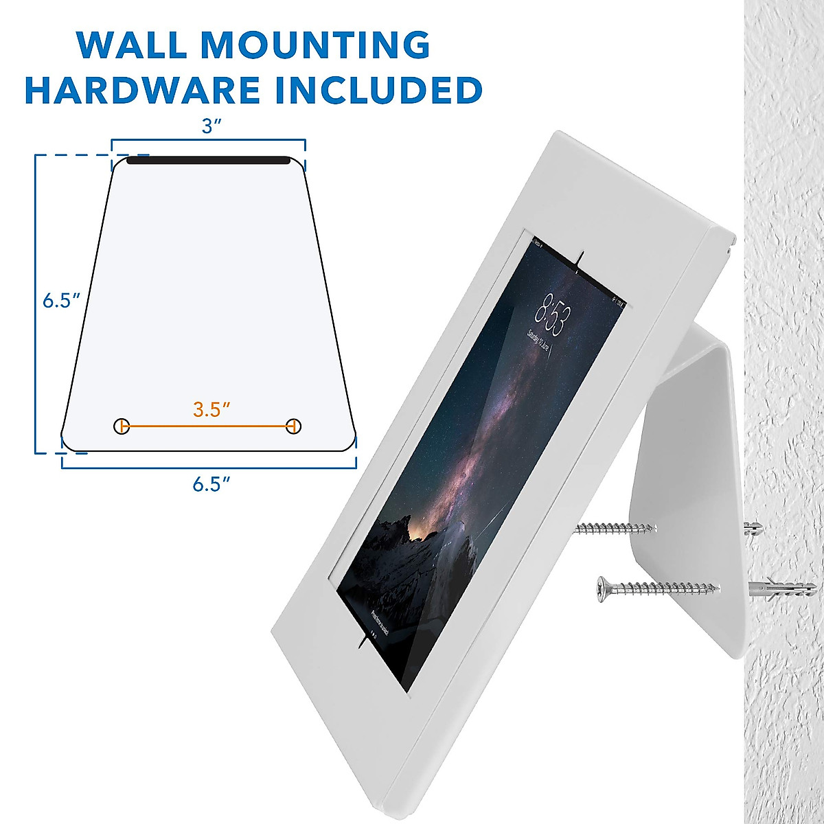 Mount-It! Anti-Theft Tablet Kiosk | Locking Tablet Enclosure with Counter Top and Wall Mount Base | Compatible with iPad 9.7, 10.2, 10.5 & Galaxy Tab A 10.1(2019) | MI-3775W