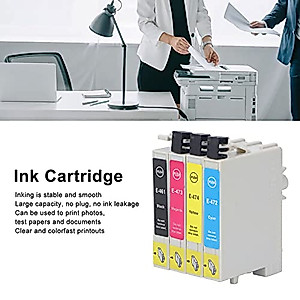 4PCS Ink Cartridge Colorfast Large Capacity BK C M Y Printer Ink Cartridge Combo Pack ABS Material for Printer Printing Documents (T0461/T0472/T0473/T0474)