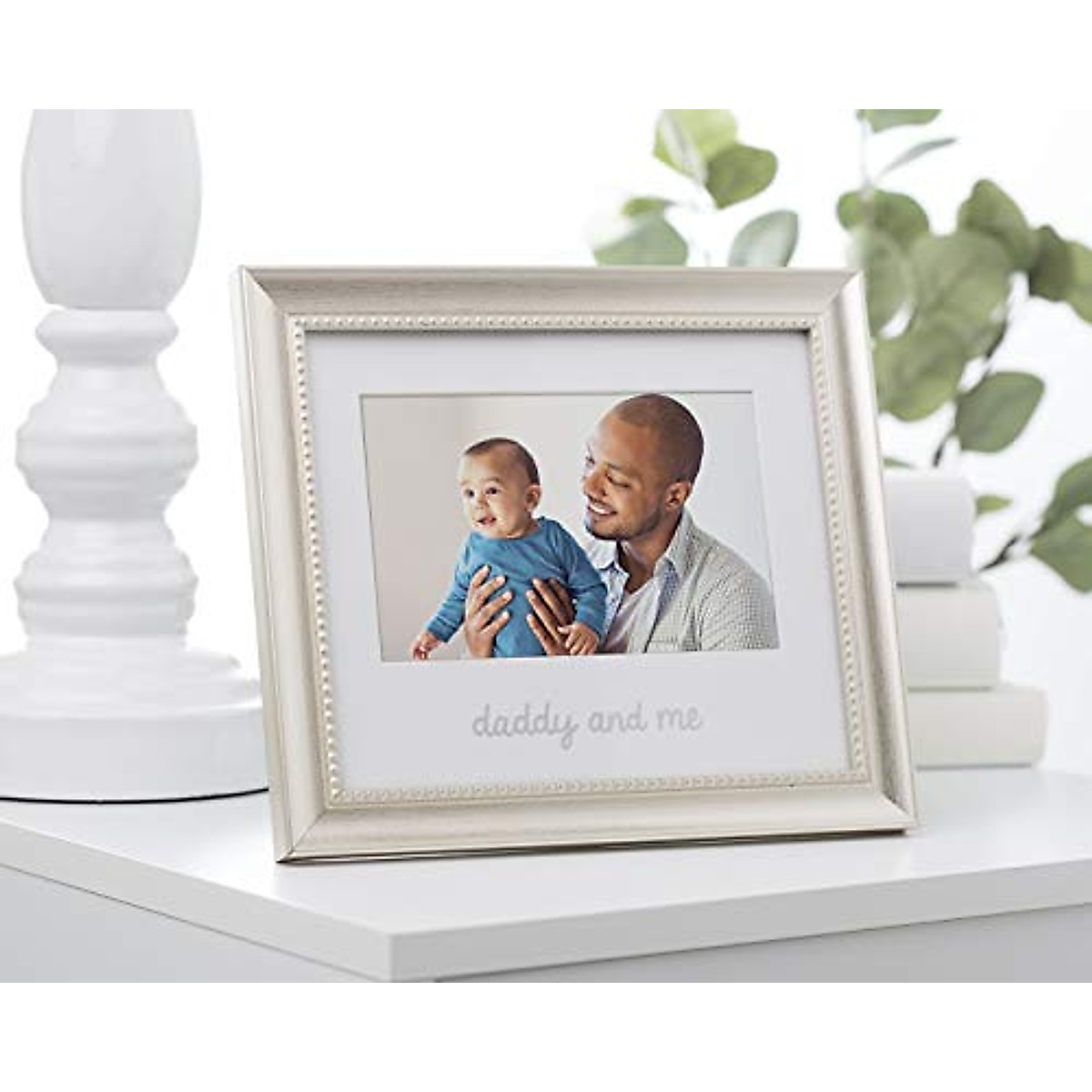 Lil Peach Daddy and Me Photo Frame, Newborn Baby Keepsake, Father's Day Gifts, Gender-Neutral Nursery Decor, 4" x 6" Picture Frame, Silver