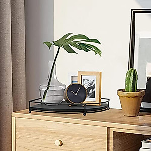 Y&ME Wood Counter Corner Shelf, Black Decorative Serving Tray Bathroom Organizer Countertop, Rustic Tray Riser for Coffee Bar Decor, Display Riser for Farmhouse Accent Centerpiece in Kitchen/Dining