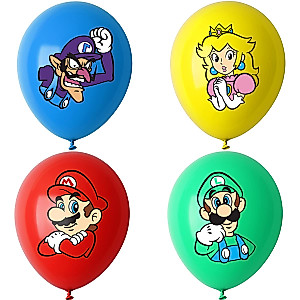 Rekcopu Brothers Super Balloons, Latex Party Balloons with Brothers The Theme Birthday Party Supplies,48pcs Brothers latex balloons Super Party Decorations