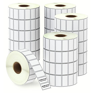 BETCKEY - 1" x 0.5" (25 mm x 13 mm) Small Labels Compatible with Zebra & More Label Printer,Premium Adhesive & Perforated [20 Rolls, 48600 Labels]