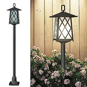 JAYNLT Outdoor Lamp Post Lights Dusk to Dawn,63 inch 100% Aluminum Hardwired Outdoor Street Light Anti-Rust, Waterproof lamp Pole Lights Outdoor with Toughened Frosted Glass for Yard, Garden, Patio