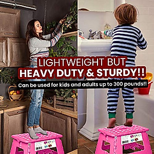 SPLENDOLE Folding Step Stool - 9-Inch Non-Slip Foot Stool for Kitchen, Bathroom, Living Room - Compact and Lightweight Stool Chair with 250-Lb Maximum Weight Capacity Step Stools for Kids and Adults