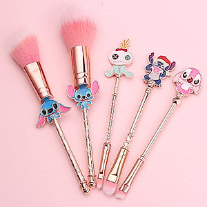 Interstellar Baby Makeup Brushes Set, 5Pcs Creative Stitch Theme Cosmetic Makeup Brush, Premium Synthetic Foundation Eyeshades Brush Sets Best Gifts for Teen Girls Women