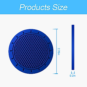 4 Pack Car Cup Holder Coaster, 2.75 Inch Diameter Non-Slip Universal Insert Coaster, Durable, Suitable for Most Car Interior, Car Accessory for Women and Men (Deep Blue)