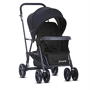 Joovy Caboose Sit and Stand Double Stroller with Rear Bench and Standing Platform, 3-Way Reclining Seats, Optional Rear Seat, and Universal Car Seat Adapter (Amber)