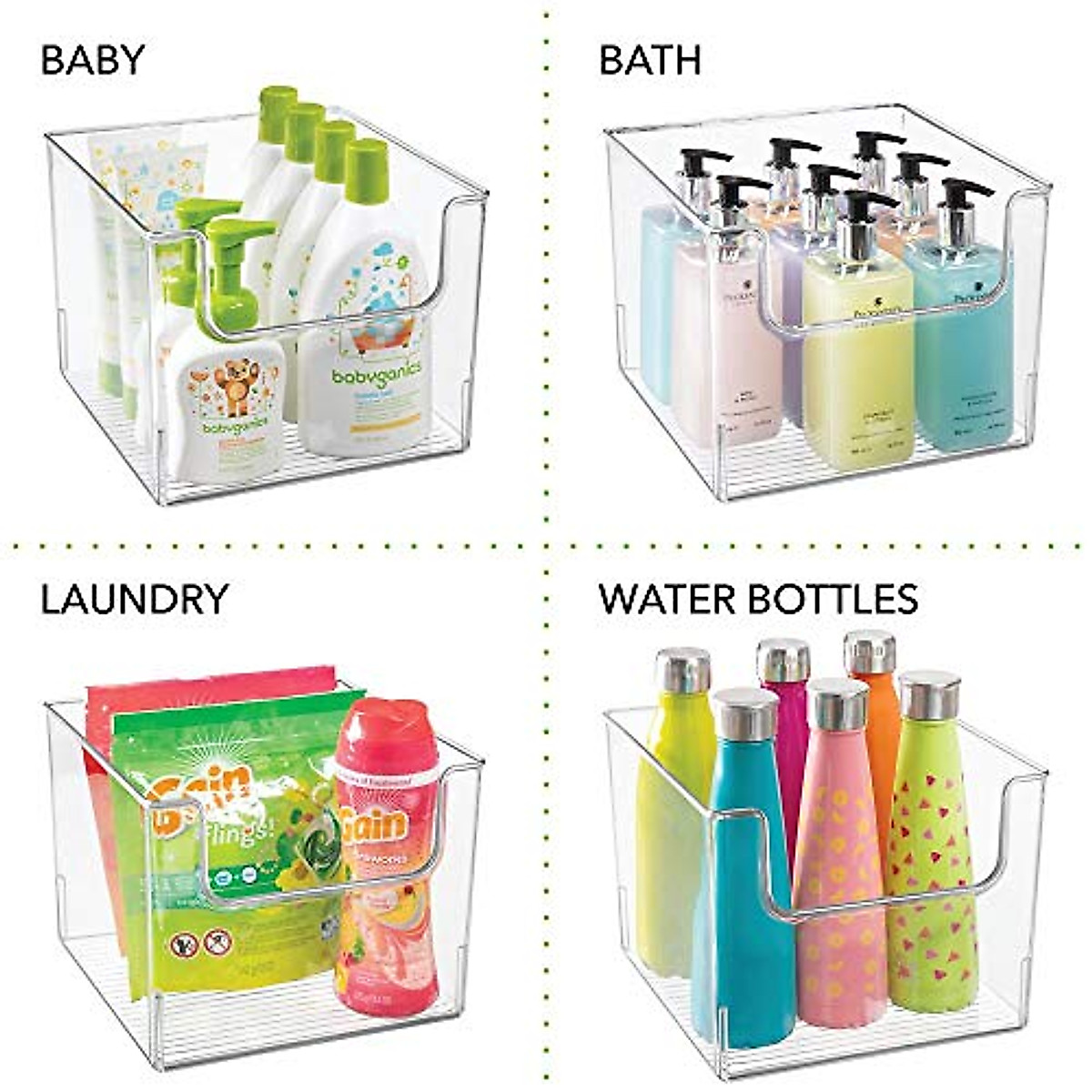 mDesign Plastic Home Storage Organizer Bin for Cube Furniture Shelving in Office, Entryway, Closet, Cabinet, Bedroom, Laundry Room, Nursery, Kids Toy Room - Open Front - Clear