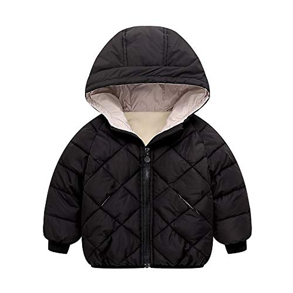 Winter Coats for Baby Boys Girls Solid Winter Thick Warm Hooded Windproof Coat Snowsuit Kids Toddler Outwear (blush Red, Small)