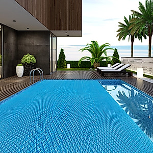 GYMAX Pool Cover, 16 FT x 32 FT 12-mil Solar Pool Cover with Carry Bag, Heat Retaining Rectangle Bubble Cover Floating Spa Blanket for Tub, In-Ground & Above Ground Swimming Pools (Blue)