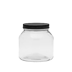 Amici Home Branson Glass Storage Jar, 76 Fluid Ounces, Clear with Black Metal Lid, Airtight Food Storage, For Kitchen & Household