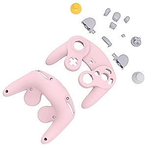 eXtremeRate Cherry Blossoms Pink Faceplate Backplate for Nintendo Gamecube Controller, Soft Touch Replacement Housing Shell Cover w/Buttons for Nintendo Gamecube Controller - Controller NOT Included
