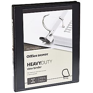 Office Depot® Brand Heavy-Duty Easy Open® Round-Ring View Binder, 1/2" Rings, 54% Recycled, Black