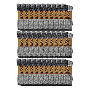 Different Touch 60 Pairs Men Wholesale Bulk Lots Wool Thermal Winter Socks, Warm Cold Resistant (Grey)