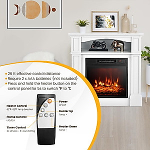 ORALNER 32” Electric Fireplace with Mantel, Package Wooden Firebox Surround Freestanding Fireplace Insert Heater w/ 3 Flame Effects, Remote & 6H Timer, Overheat Protection, 1400W (White)