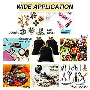 Riakrum 50 Pieces Velvet Bags Soft Jewelry Pouch with Drawstrings Velour Packaging Pouch Drawstring Velvet Present Bag for Candy Wedding Party Birthday Christmas Thanksgiving, 4.7 x 6.3 Inch (Black)