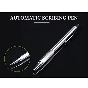 Oumefar Tungsten Steel Glass Cutter, 1 pc Scriber Metal Cutting Lettering Diamond Scribe Pen Engraver Glass Cutting Metal Scribe Tool for Ceramics (Silver)