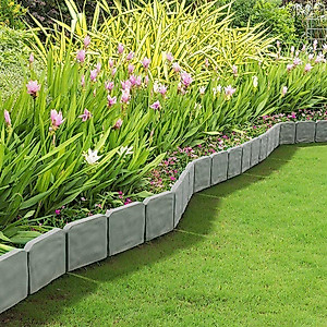 2pcs Garden Fence Border Folding Landscape Flower Fence- Edging Stone Grounding Imitation Garden Fence Fence Lawn Z9c6