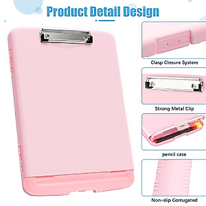 Hongri Clipboard with Storage with Pen Holder, Folder Nursing Clip Board 8.5 x 11 Foilo-Side Opening, High Capacity, Light Weight for Teachers, Classroom. Size 14 x 9.6 x 1.2 in(Pink)