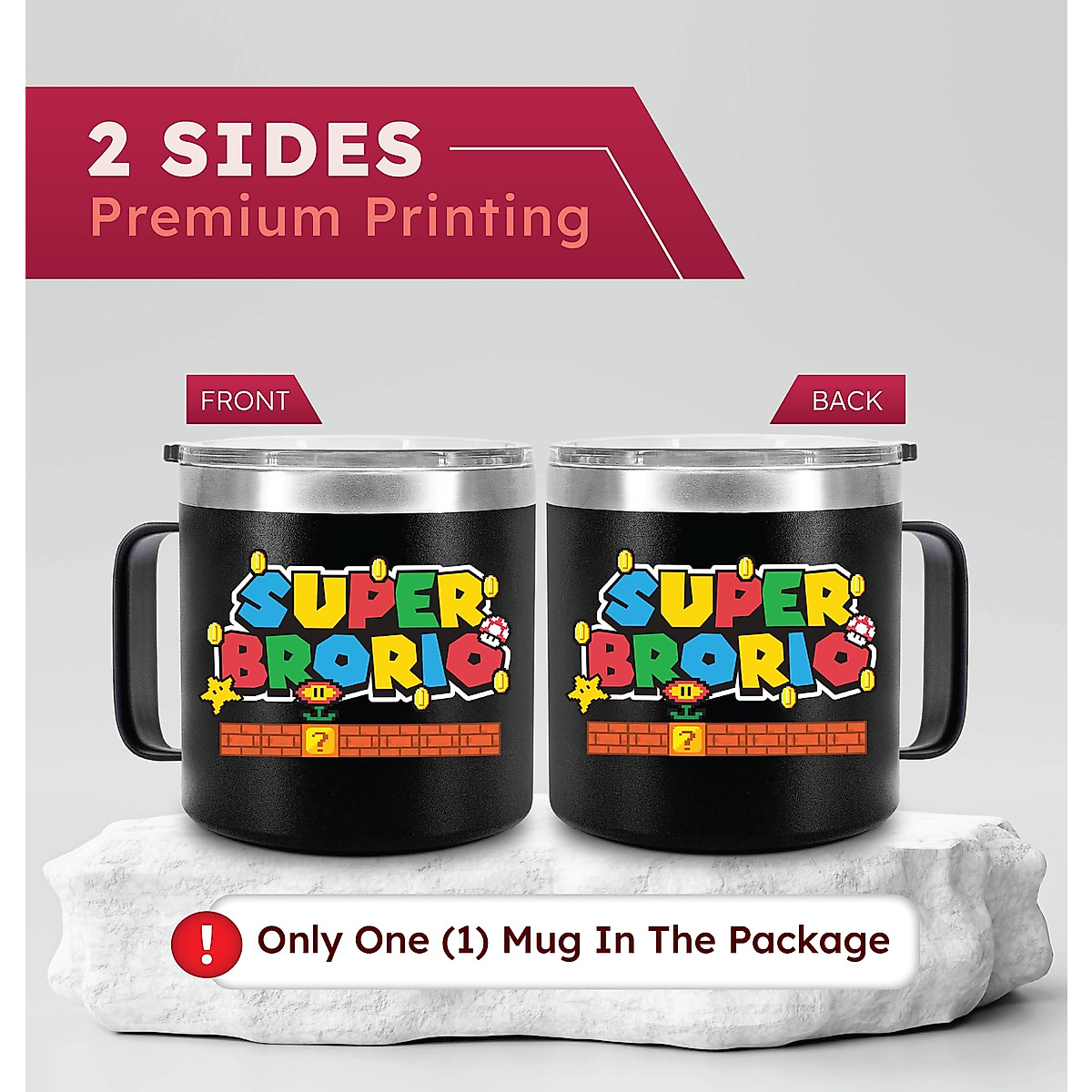 Christmas Gift for Brother, Brother Gift from Sister, Brother Birthday Gift, Gift for Older Adult Brother, Best Funny Cup or Present Idea for Big Little Teen Bro - Super Brother Mug Tumbler 14Oz