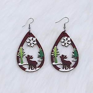 Zian Hollow Out Christmas Earrings Christmas Earrings Santa Elk Earrings Christmas Tree Earrings Christmas Jewelry Winter Earrings