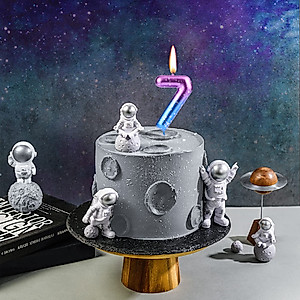 LUTER Birthday Candles, Purple Blue Gradient Birthday Candles for Cake Glitter Number Candle Decoration for Kids Adults Birthday Party Wedding Anniversary Graduation Ceremony (8)