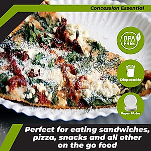 Concession Essentials 9 Inch Paper Plate Uncoated Plates White, 200ct