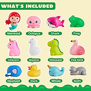 JOYIN 12Pcs Light Up Bath Toys, Toddler Flashing Colourful LED Bathtub Mermaid Toy, Baby Bathtime Floating Rubber Shower Toy for Infant Baby Kids Boy Girl Birthday Valentines Gift Swimming Pool Party