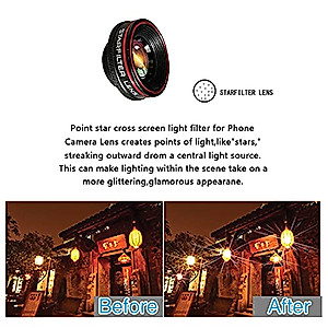 Phone Camera Lens,Clip on Cell Phone Lens kit 5 in 1, 235° Fisheye Lens + 25X Macro Lens + 0.62X Super Wide Angle Lens,Starlight+Kaleidoscope,for Most iPhone Android Phones and Smartphones