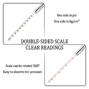 6PCS Pencil Tire Pressure Gauge Kit,10-50 PSI Heavy-Duty Stainless Steel Tire Gauges for Tire Pressure+Black Valve Stem Caps,Universal Wheel & Tire Accessories & Parts